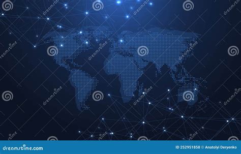 Global Network Connections With Points And Lines Wireframe Background Abstract Connection