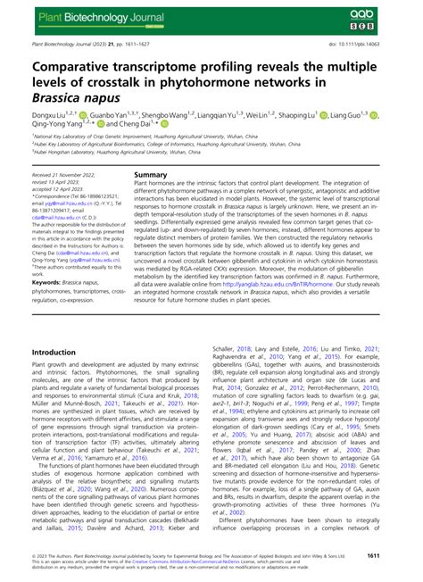Pdf Comparative Transcriptome Profiling Reveals The Multiple Levels Of Crosstalk In