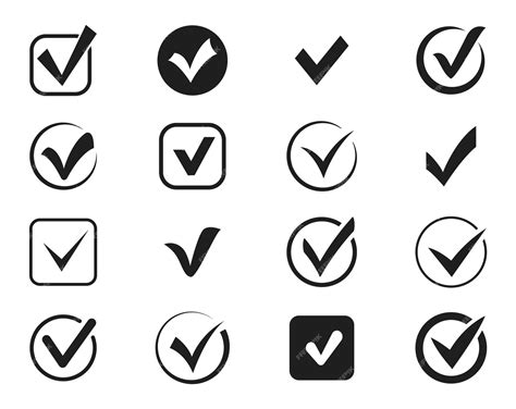 Premium Vector Check Mark Icon Set Black Confirm Or Tick Icons Check