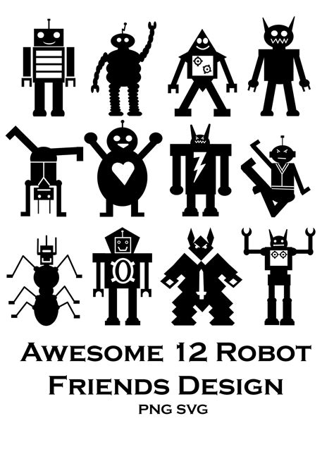 12 Robot Svg Bundle Robot Png Bundle Robot Clipart Robot Silhouette