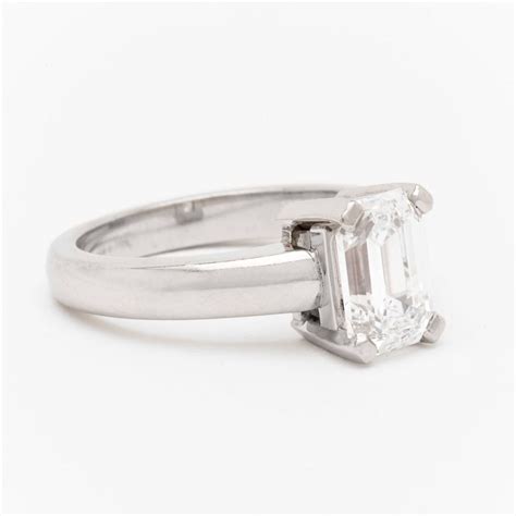 Birks Natural 208 Carat Emerald Cut Diamond Platinum Ring Van Rijk