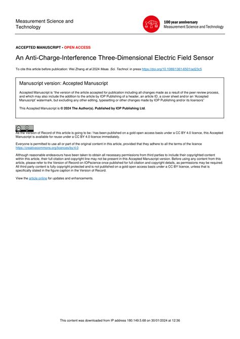Pdf An Anti Charge Interference Three Dimensional Electric Field Sensor