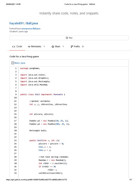 Code For A Java Pong Game Github Pdf Programming Constructor