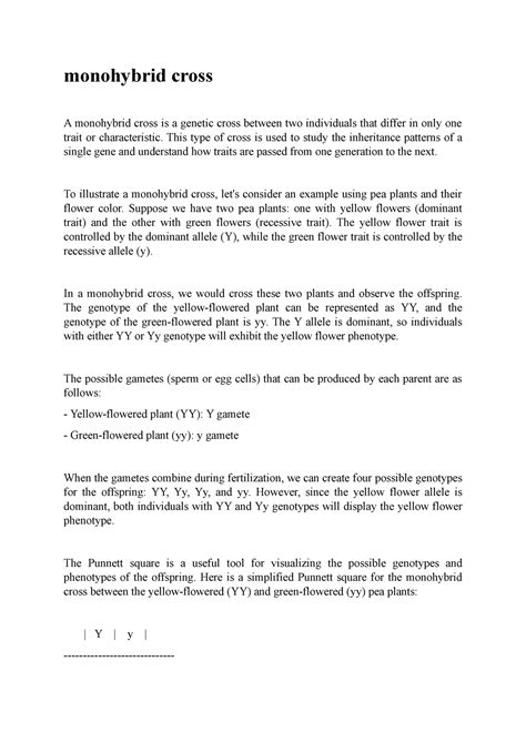 Monohybrid Cross Example