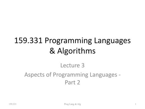 Ppt 159331 Programming Languages And Algorithms Powerpoint