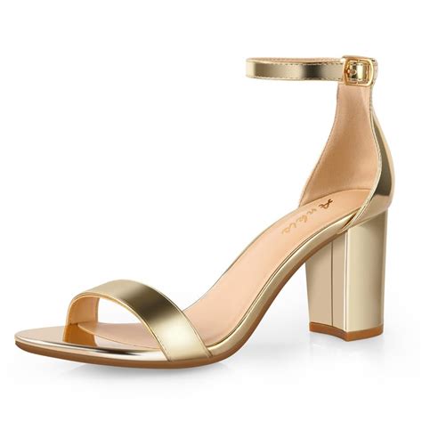 Ankis Heels For Women Open Toe Ankle Strap Chunky Heel Sandals 2 75