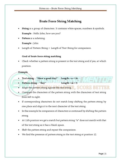 Find Strings Using Brute Force Matching Pdf String Computer