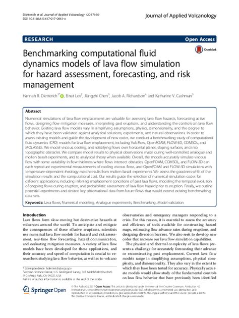 Pdf Benchmarking Computational Fluid Dynamics Models Of Lava Flow