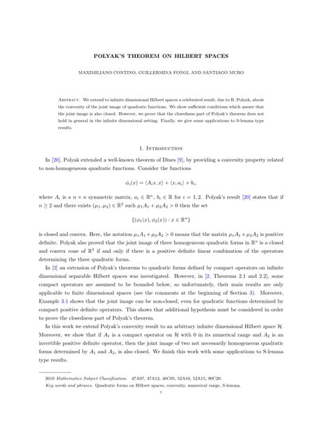 Pdf Polyaks Theorem On Hilbert Spaces