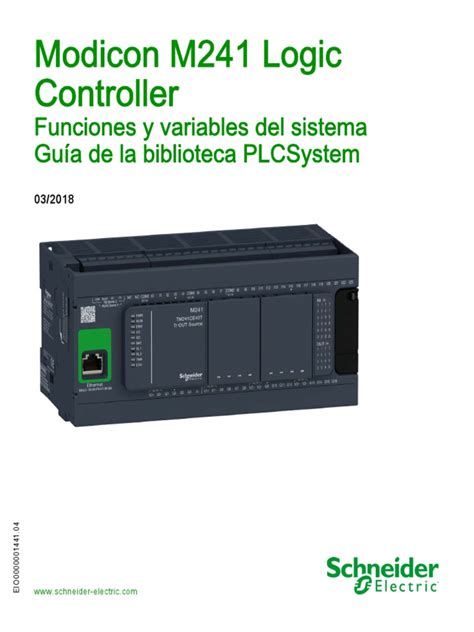 Modicon M241 Logic Controller Funciones Y Variables Del Sistema Guía De La Biblioteca