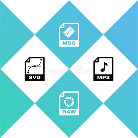Set Svg File Document Raw Msg Y Mp3 Icon Vector Ilustración Del Vector