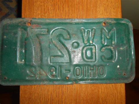 Ohio 1942 License Plate Odd Marking Help Memorabilia Toys Art
