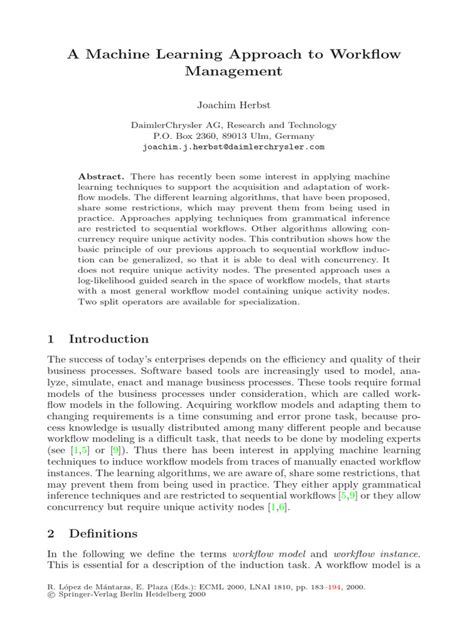 A Machine Learning Approach To Workflow Management Pdf Machine Learning Theoretical