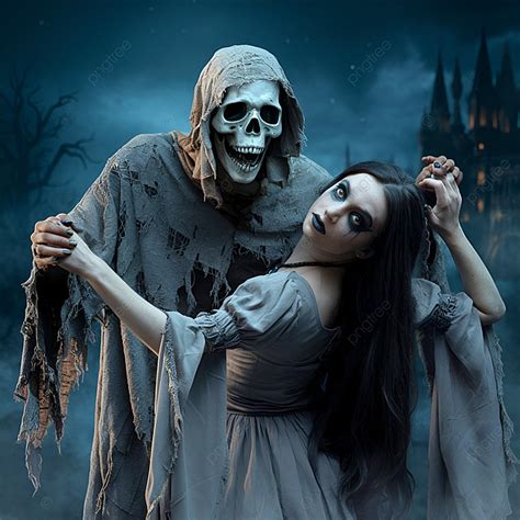 3d Girl Dancing Gracefully With Ghost On Beautiful Background 3d Girl Dancing Gracefully With