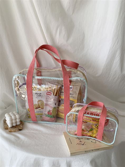 드레스빌앤샵 비치 투명 시스루 토트 숄더 에코백 목욕가방 수영 여행