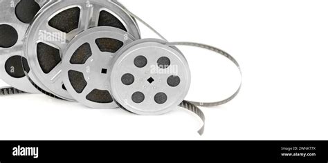 Set Of Reels With Film Strip Isolated On A White Background Free Space