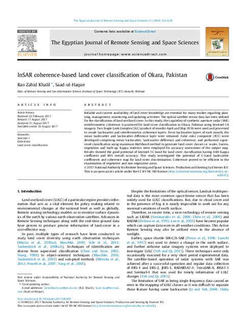 Pdf Insar Coherence Based Land Cover Classification Of Okara Pakistan