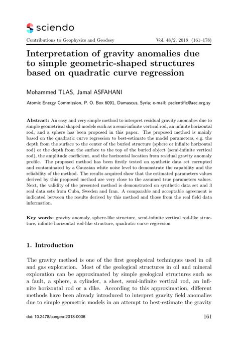 Pdf Interpretation Of Gravity Anomalies Due To Simple Geometric Shaped Structures Based On