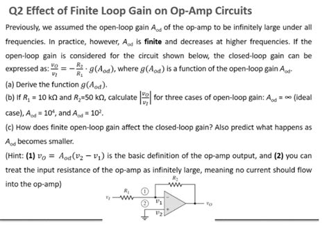 Solved Q2 ﻿effect Of Finite Loop Gain On Op Amp