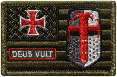Deus Vult Usa Flag Christian Templar Knight In God Wills Patch Hook
