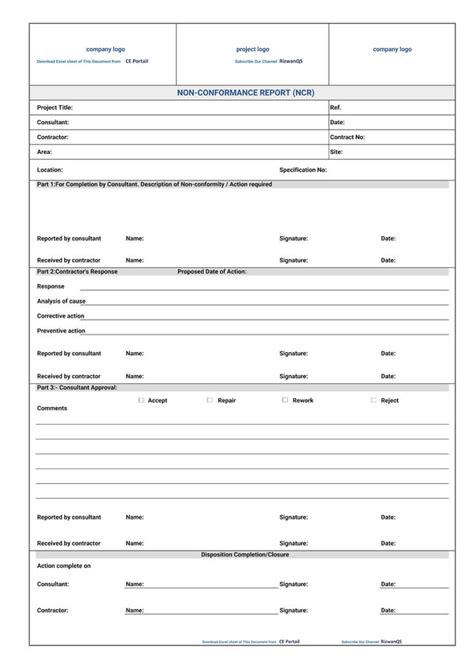 Non Conformance Tracking Excel Template Prntbl