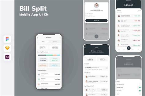 Bill Split Mobile App Ui Kit Ui Kits And Libraries ~ Creative Market