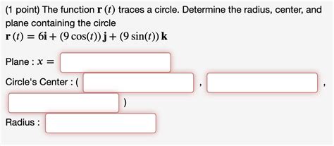 Solved Point The Function R T Traces A Circle Chegg