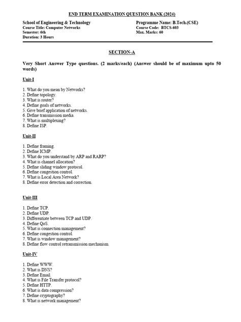 Btcs 603 Computer Networks Pdf Computer Network Transmission
