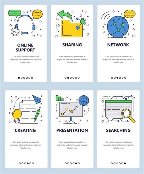 Premium Vector Vector Web Site Linear Art Onboarding Screens Template