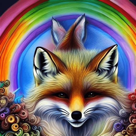 rainbow fox 3d masterpiece · creative fabrica