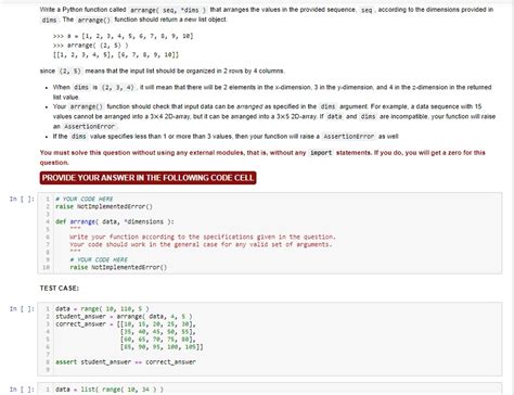 Solved Write A Python Function Called Arrange Seg Dims