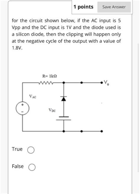 solved 1 points save answer for the circuit shown below if