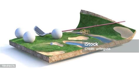 스포츠 개념입니다 흰색 배경에 지상 격리의 조각에 골프 필드 3d 일러스트레이션 0명에 대한 스톡 사진 및 기타 이미지 0명 갈색 거친 Istock