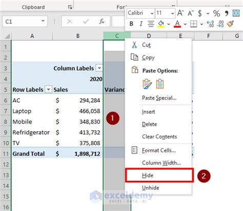 How To Calculate The Variance Using A Pivot Table In Excel Easy Steps