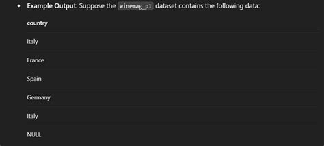 1 Find Countries That Are In Winemagp1 Dataset But Not In Winemagp2 — Output Distinct Country