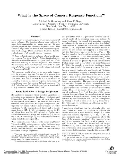 Pdf What Is The Space Of Camera Response Functions