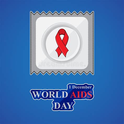 World Aids Day Poster With Condom Red Aids Awareness Ribbon Stock