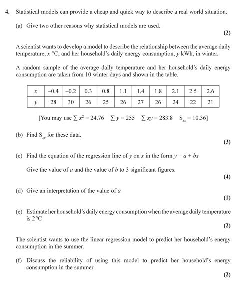 A Level Edexcel Maths Statistics Correlation And Regression Statistical