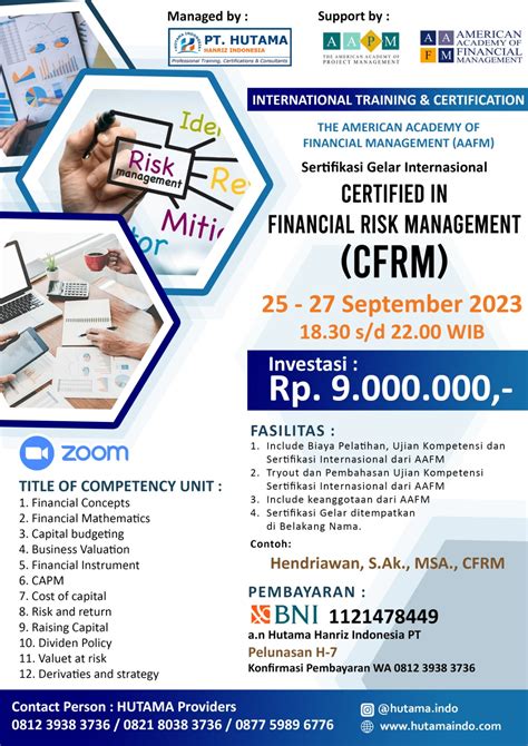Certified In Financial Risk Management CFRM Hutama Hanriz Indonesia