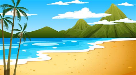 Cartoon Beach Scenery