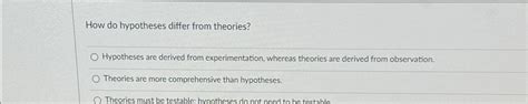 Solved How Do Hypotheses Differ From Theorieshypotheses Are