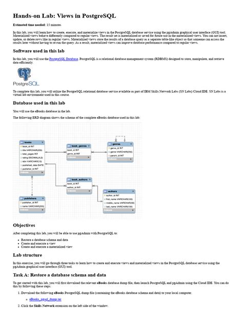 Hands On Lab Views In Postgresql Pdf Postgre Sql Databases