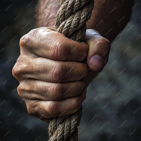 A Closeup Of A Persons Hand Gripping A Rope Tightly Veins Bulging