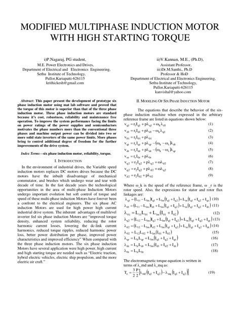 Pdf Modified Multiphase Induction Motor With High Starting Torque