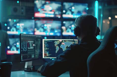 Premium Photo Cybersecurity Team Monitoring Network In Hightech Security Operations Center
