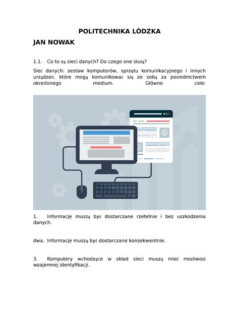 Projektowanie Procesów Technologicznych Politechnika LÓdzka Jan Nowak Co To Są Sieci Danych