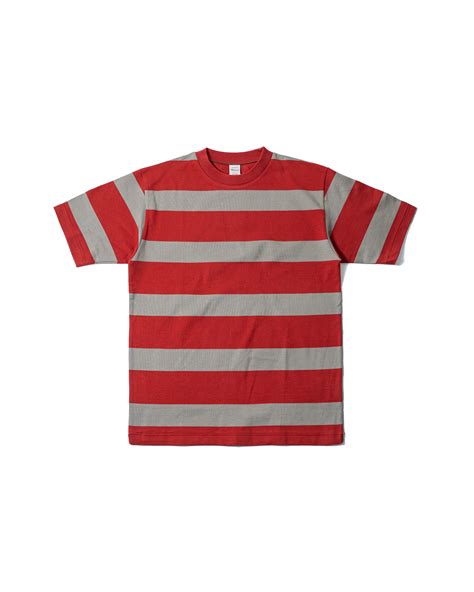 Short Sleeve 3x2 Inch Stripe Tee 4089 Redgray The Signet Store
