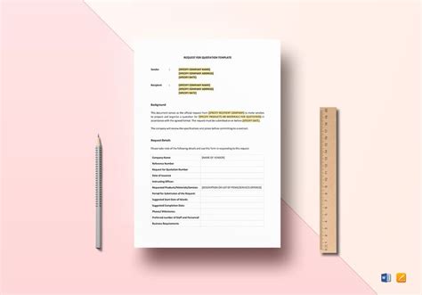 Request For Quotation Template In Word Apple Pages