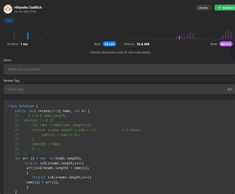 Hitanshu Dadhich On Linkedin Day 88 Q 88 Leetcode 189 Rotate Array