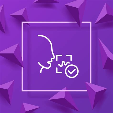 음성 인식 라인 아이콘 식별 생체 인식 인증 음성 Id 소음 메시지 채팅 마이크 확성기 확인 개념 비즈니스 및 광고를 위한 벡터 라인 아이콘 프리미엄 벡터